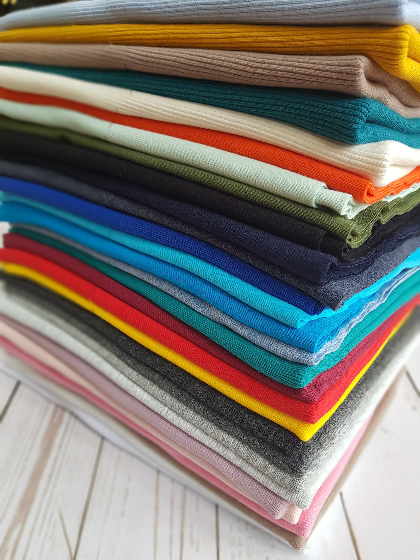 Tubular jersey ribbing knit cotton fabric x half metre. Solid/multistr ...