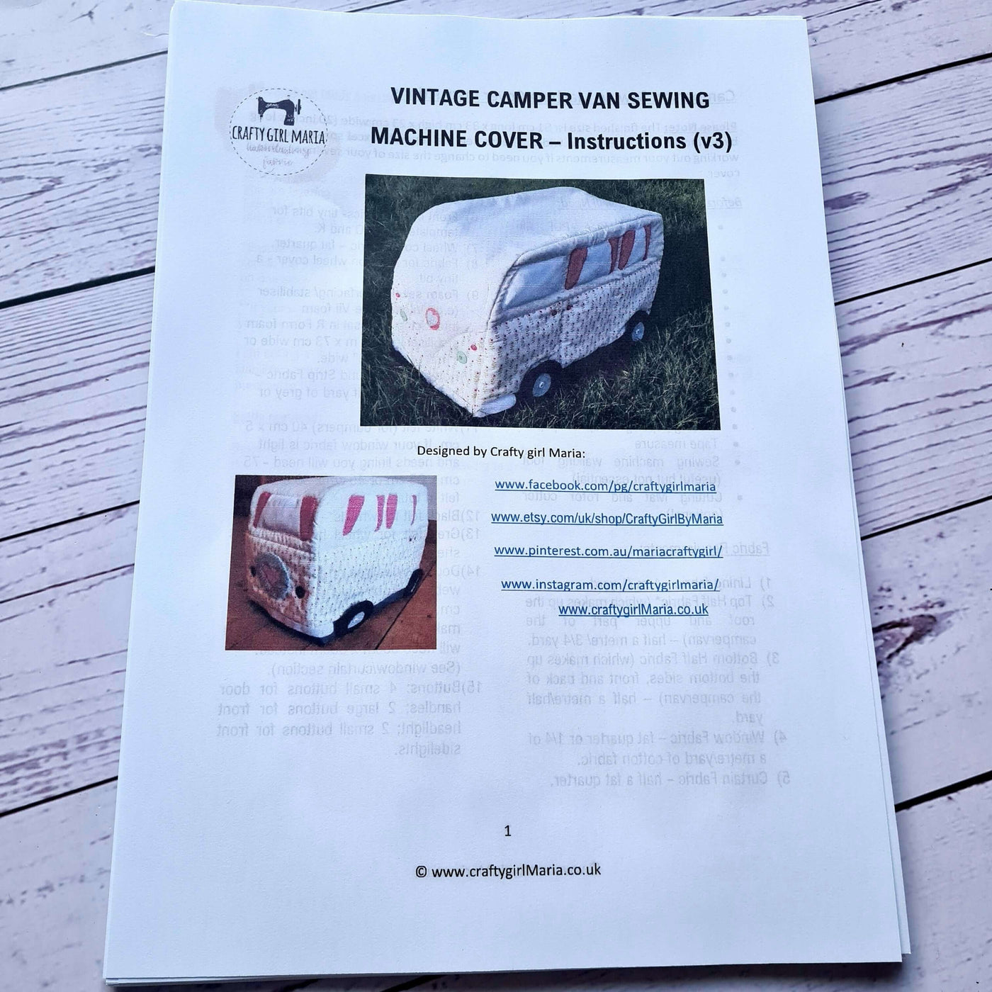 Campervan Fabric Sewing Machine Cover Sewing Kit. Optional instruction ...