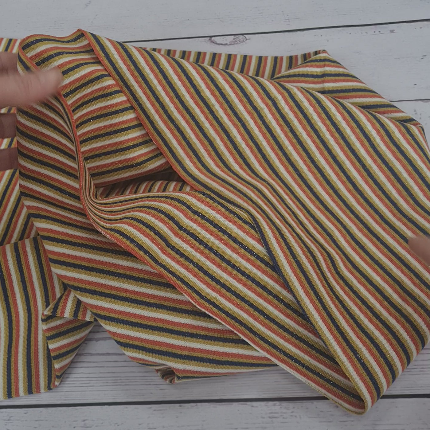 Tubular jersey ribbing knit cotton fabric x half metre. Solid/multistr ...