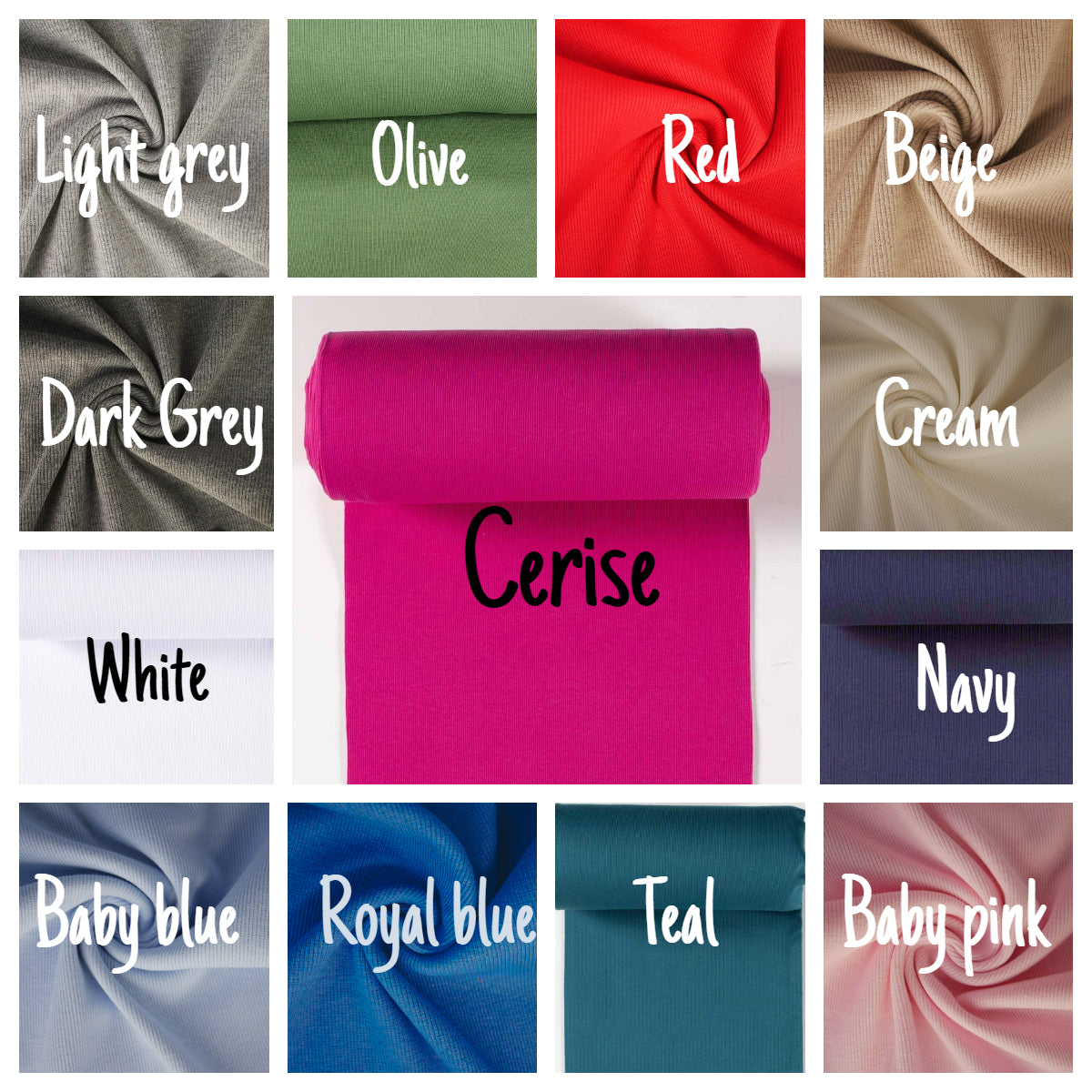 Tubular jersey ribbing knit cotton fabric x half metre. Oeko-Tex. Ribb ...